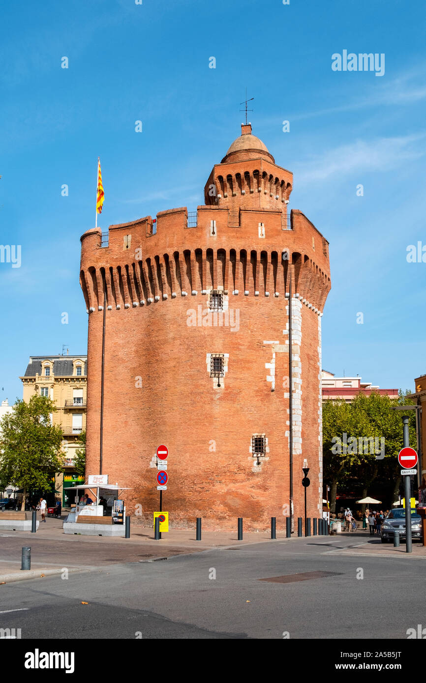 PERPIGNAN, FRANCE - SEPTEMBER 14, 2019: A view of Le Castillet fortress ...