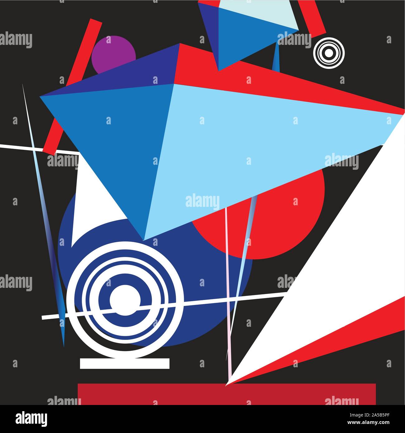 Geometric Vector Background With Different Interesting Objects Stock