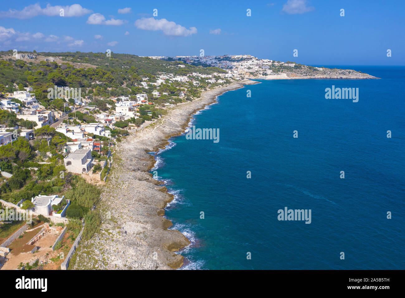 Aerial view of the coastline at Castro, Lecce, Apulia, Italy Stock ...