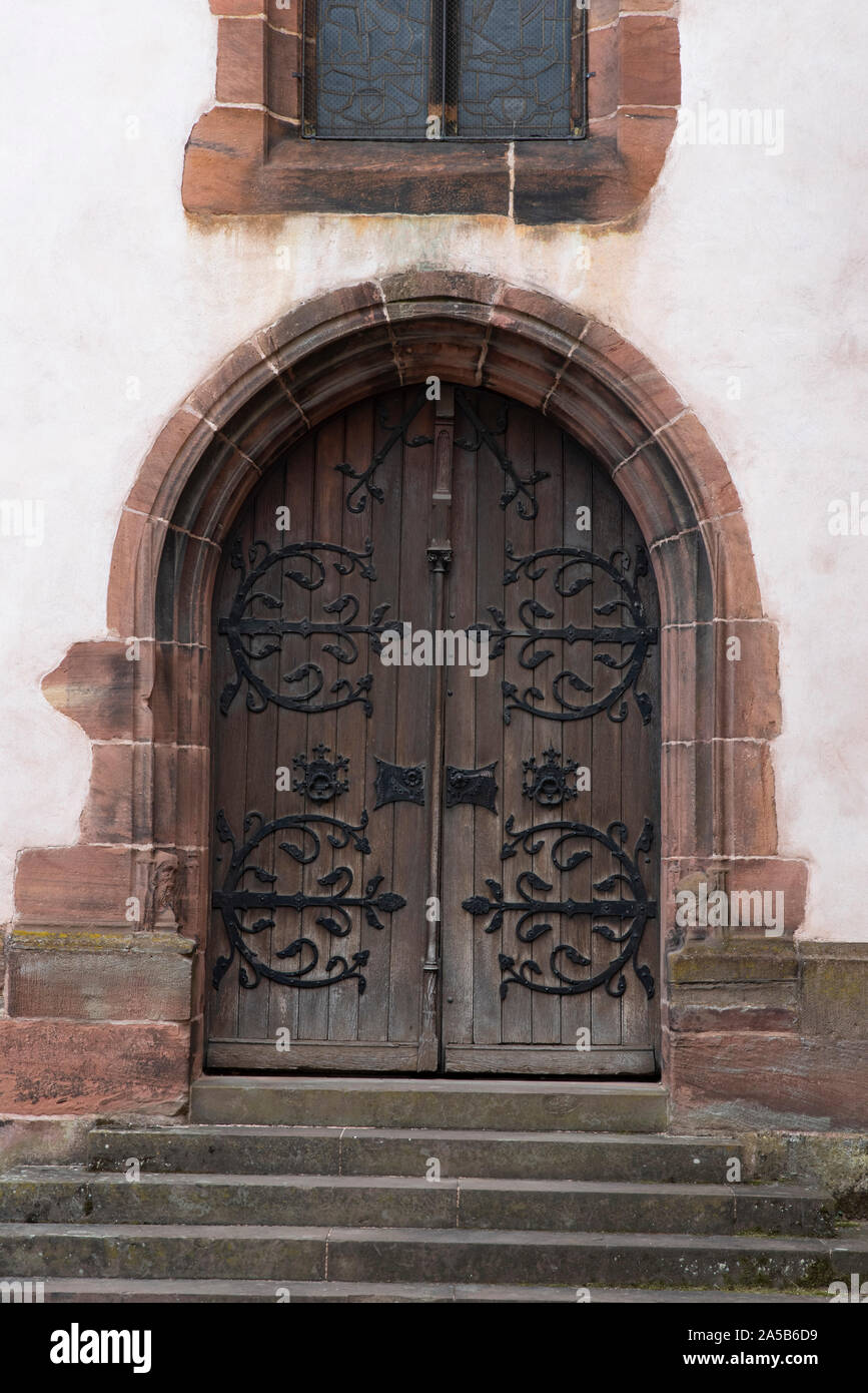 Detail of a wooden and wrought iron door of church in France Stock ...