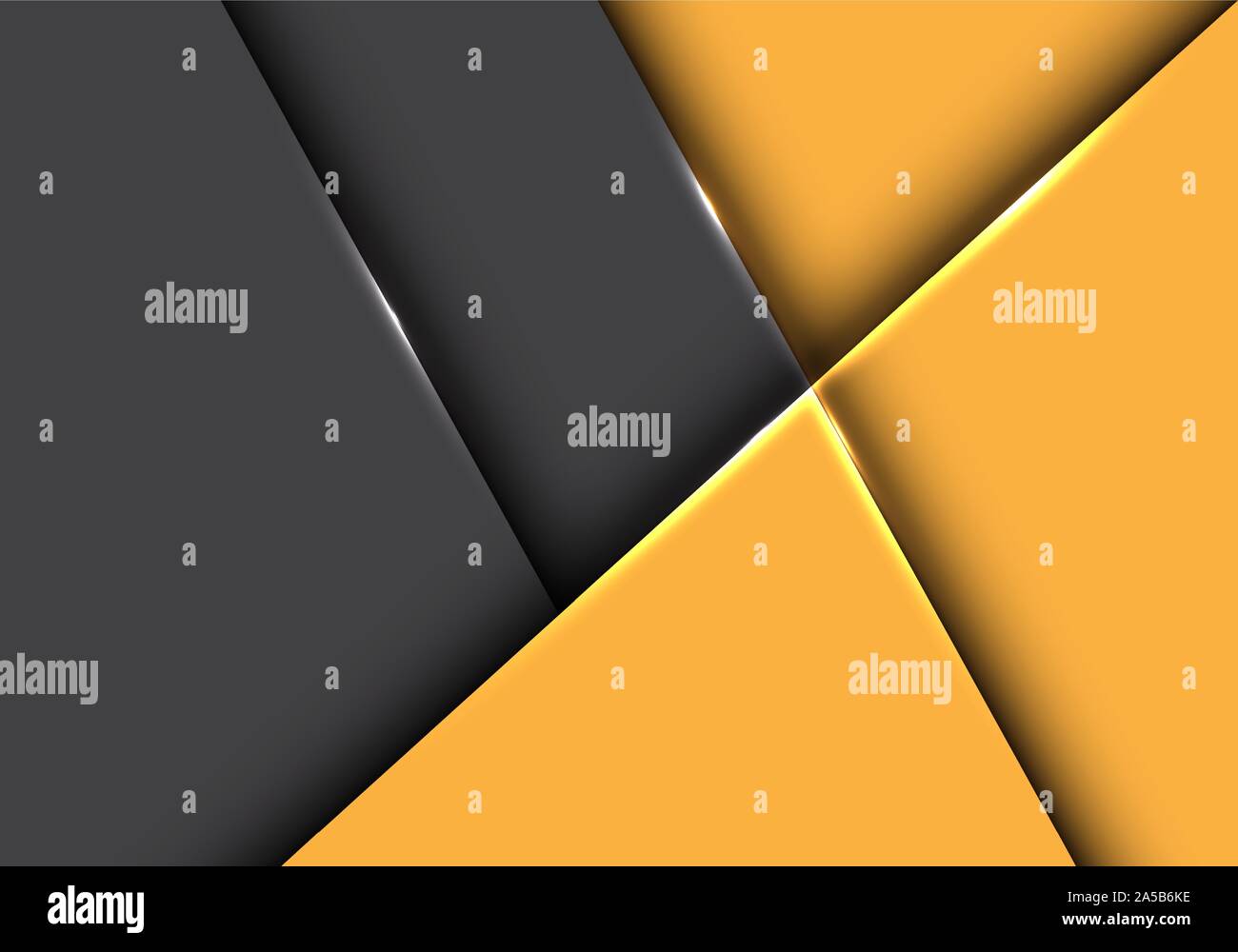 Abstract yellow glossy metallic geometric overlap design modern ...