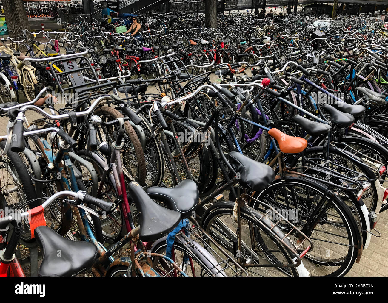 Amsterdam, Netherlands - 21 Aug 2019: Thousands of bicylces are parked ...