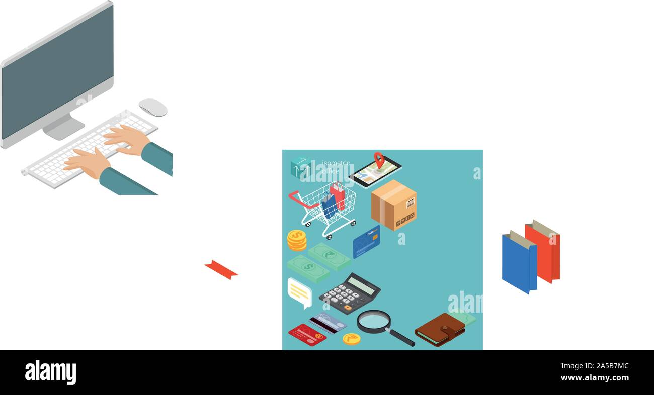 Hand monitor typing keyboard Stock Vector Images - Alamy