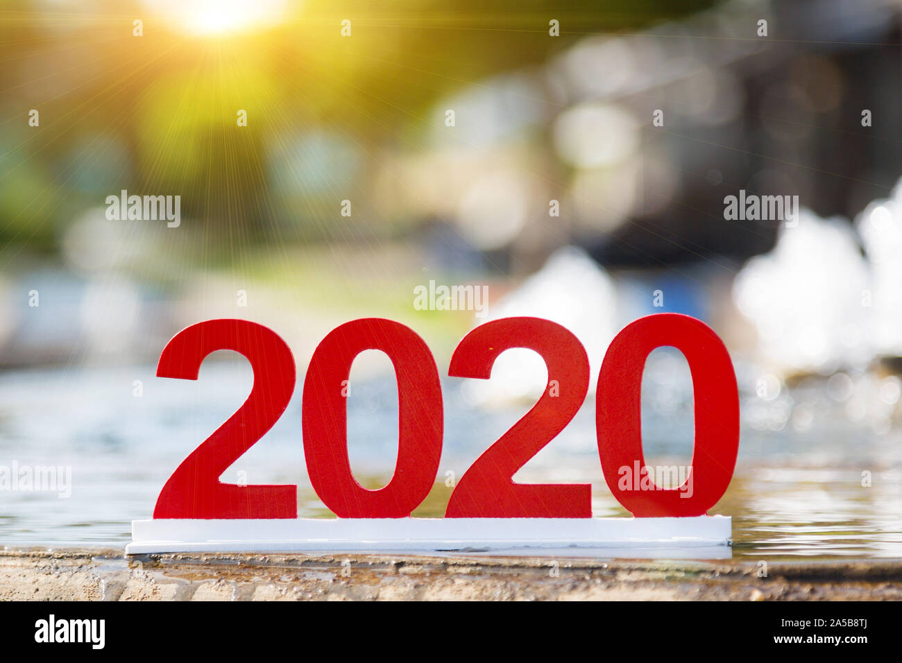 Figures 2020 are the symbol of the coming year on the edge of the ...