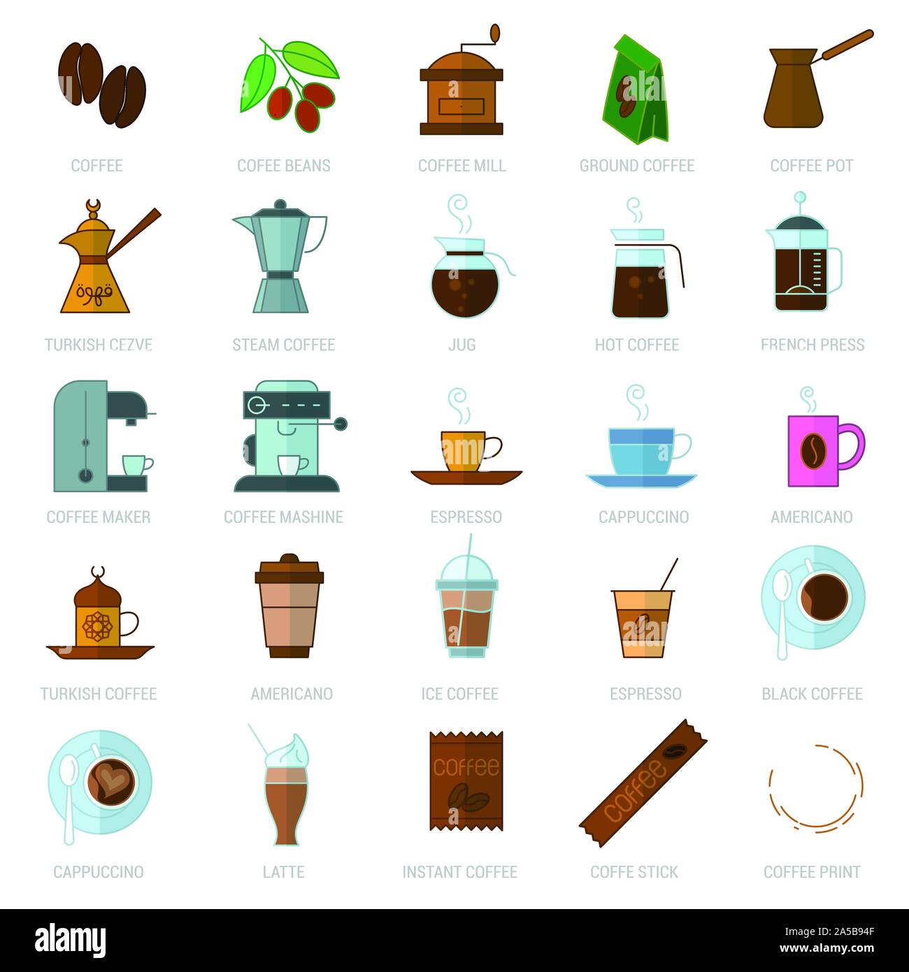 coffe icon set Stock Vector Image & Art - Alamy
