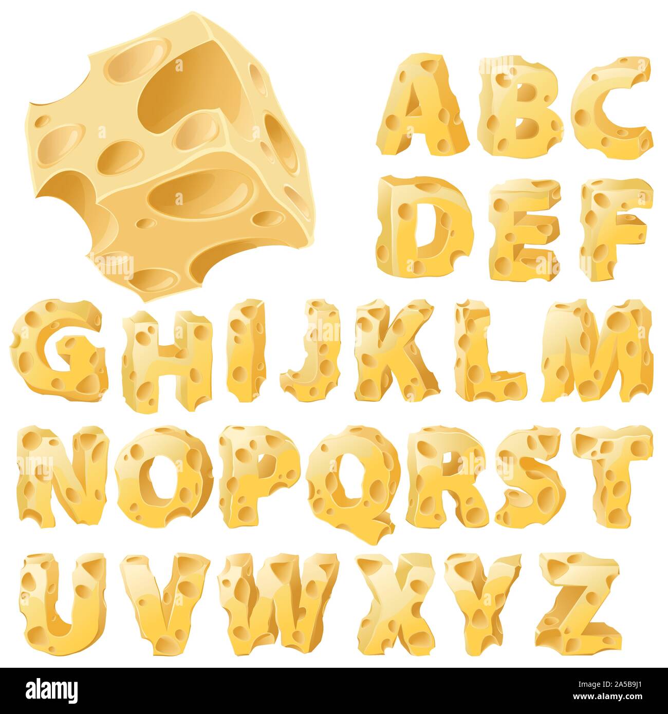 Cheese letters set Stock Vector Image & Art - Alamy