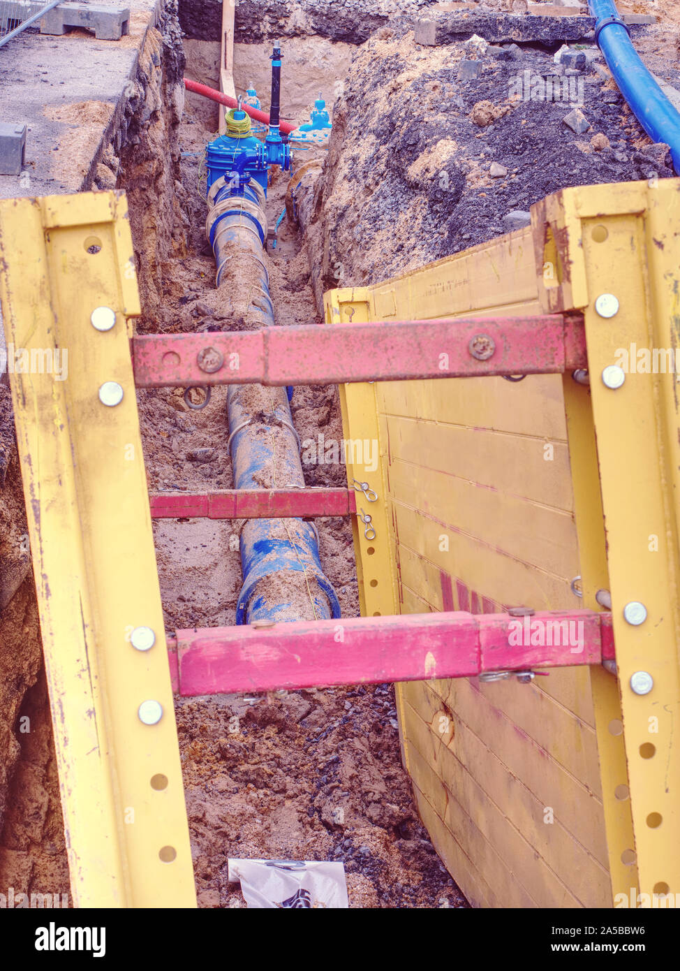 Steel temporary shuttering for cement filling. Construction of concrete ...