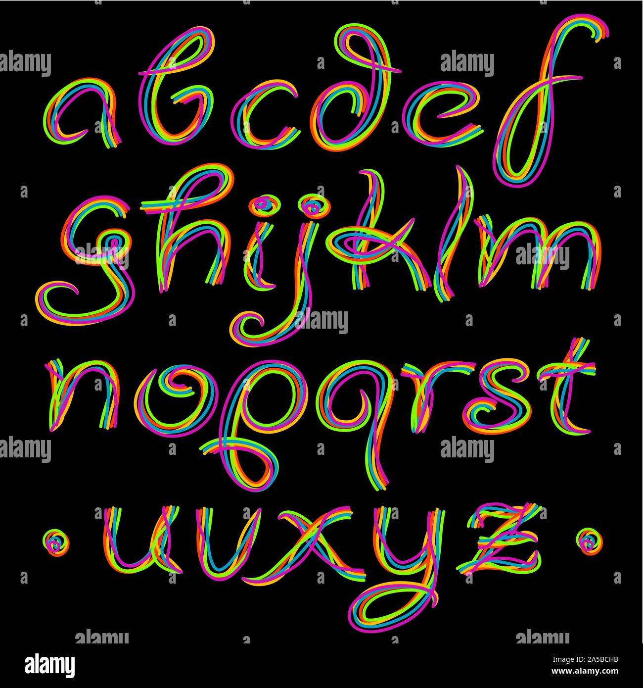 Neon rainbow color glow alphabet hi-res stock photography and images ...
