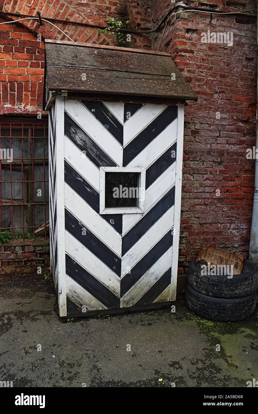 Striped Checkpoint Post Guardhouse Stock Photo - Alamy