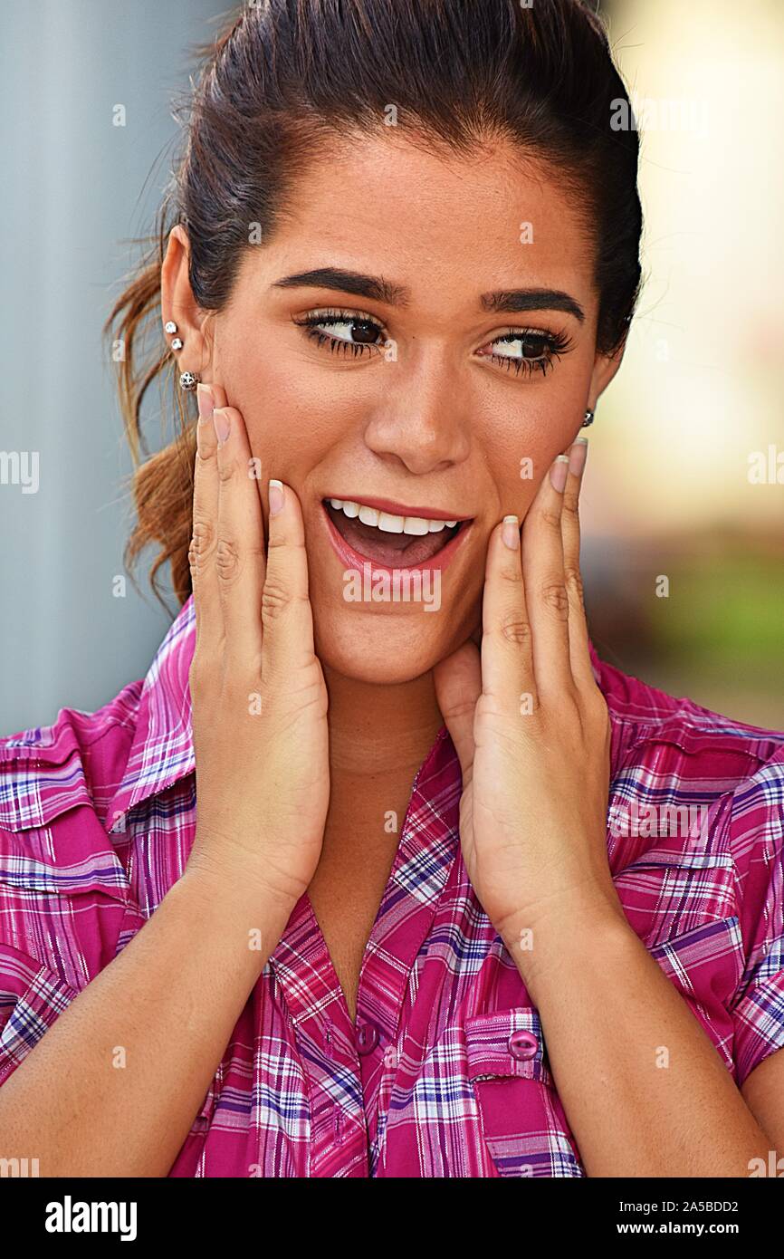 Attractive woman pink shirt hi-res stock photography and images - Alamy