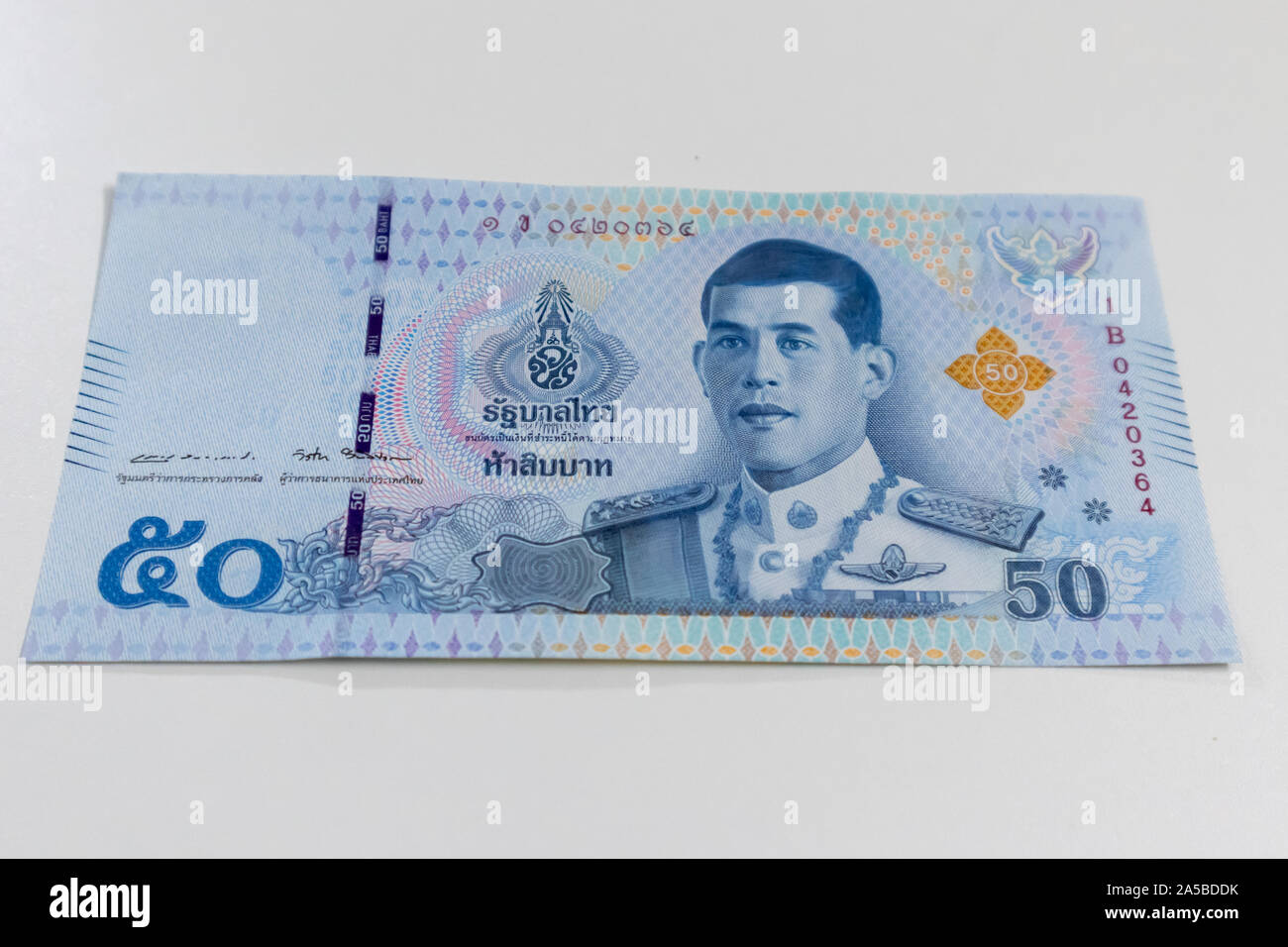 Close up of 50 Thai baht banknote texture on white background Stock ...