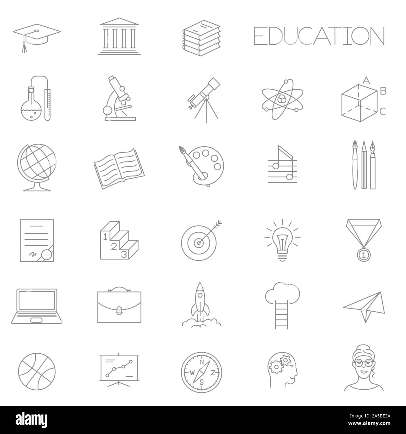 Thin line vector education icon set Stock Vector Image & Art - Alamy