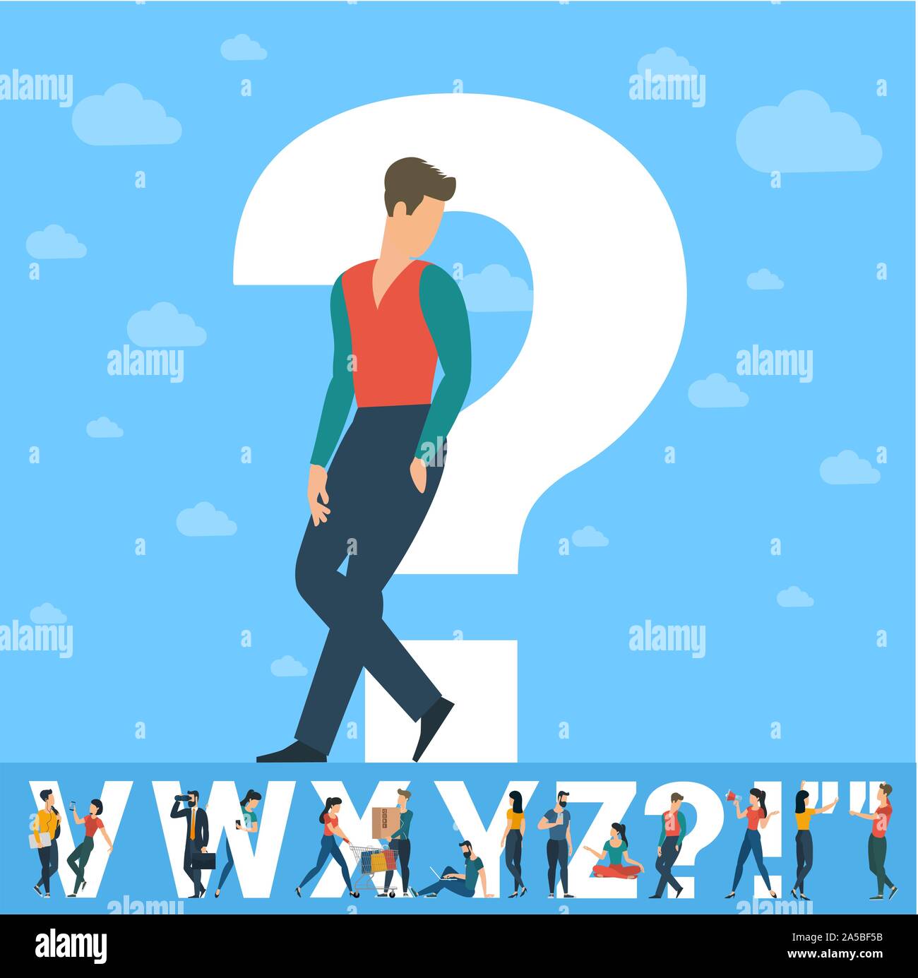 Question mark. White letter with young people Stock Vector Image & Art ...