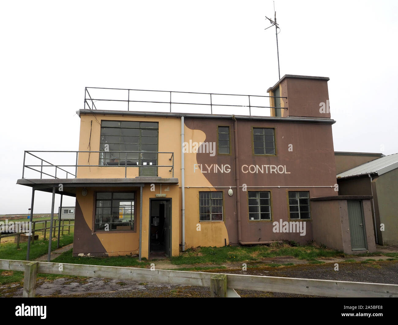 The control tower at the former RAF base at Jurby, Isle of Man. UK ...