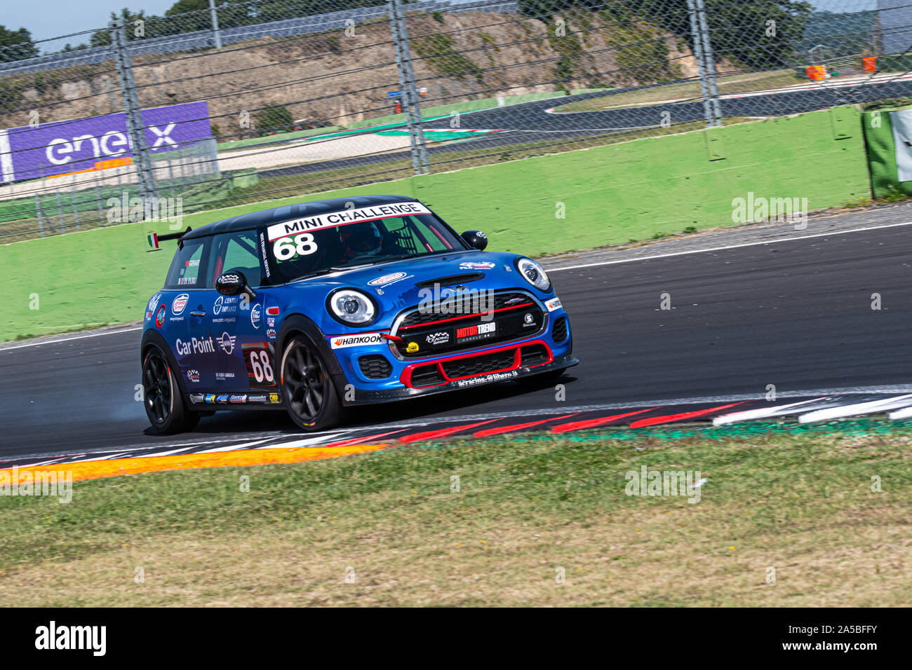 Vallelunga, Italy september 15 2019. Full length of racing Mini Cooper ...
