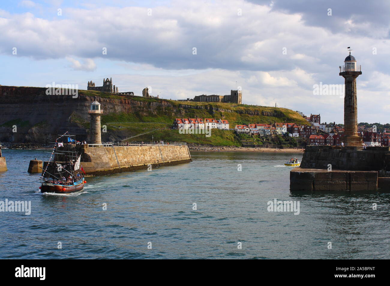 View of Whitby Abbey from the sea Stock Photo - Alamy