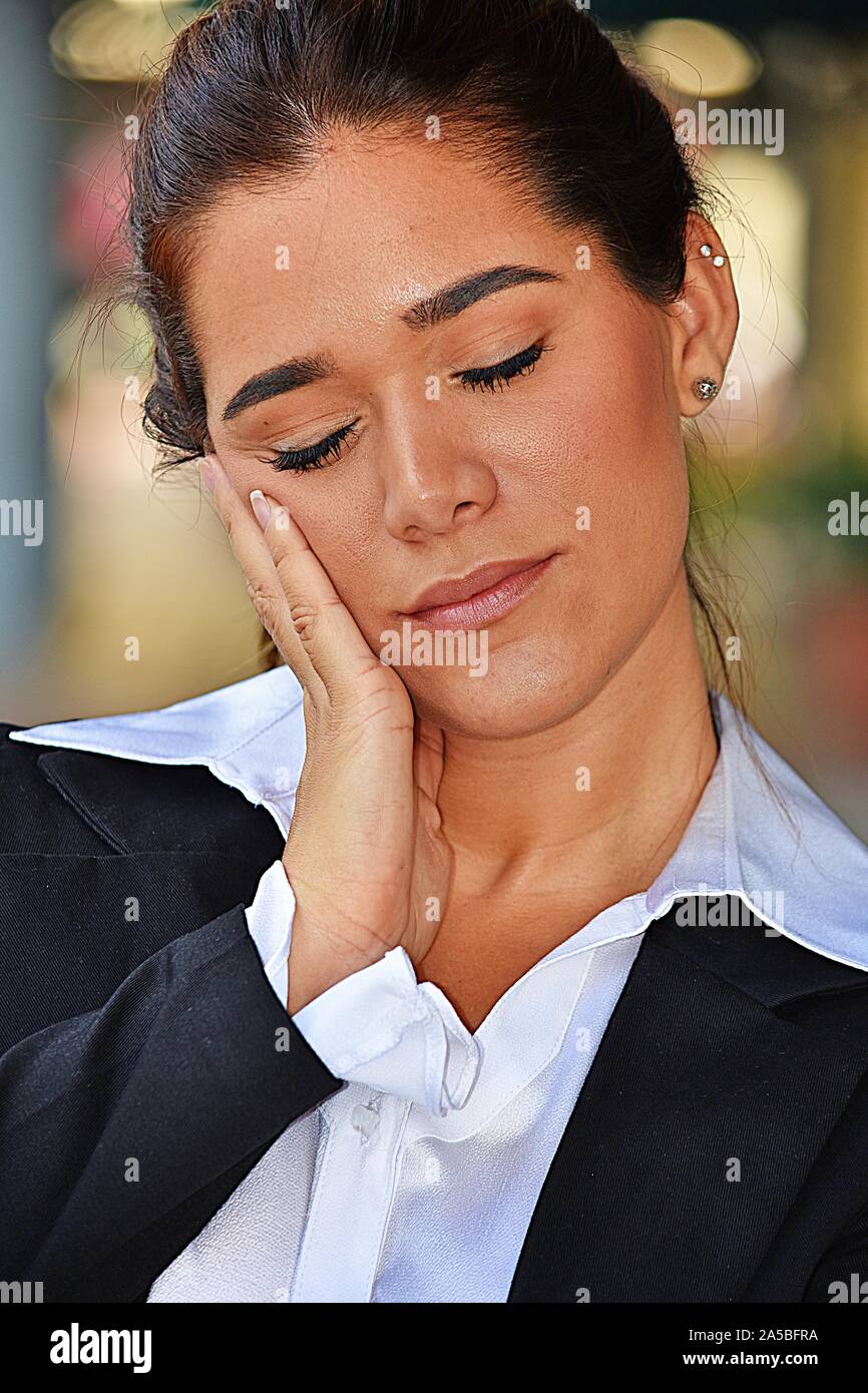 Tired Business Woman Wearing Suit Stock Photo - Alamy