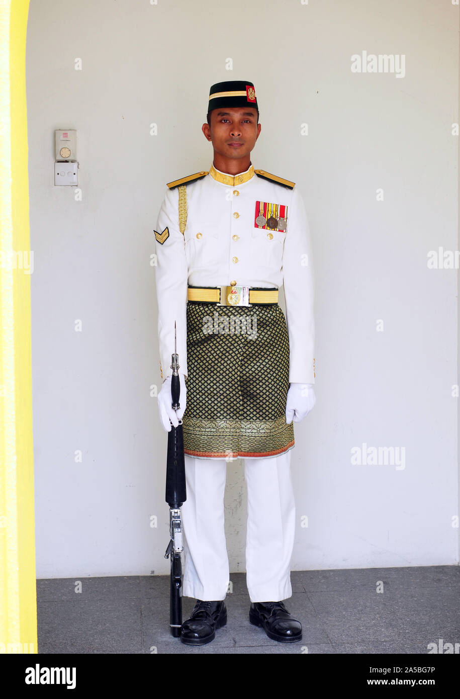 Palace guard. Istana Negara or National Palace in Kuala Lumpur ...