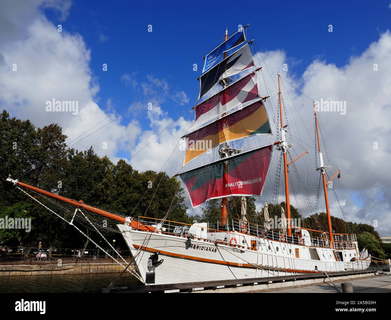 The sailing ship Meridianas now moored at Klaipeda, Lithuania and being ...