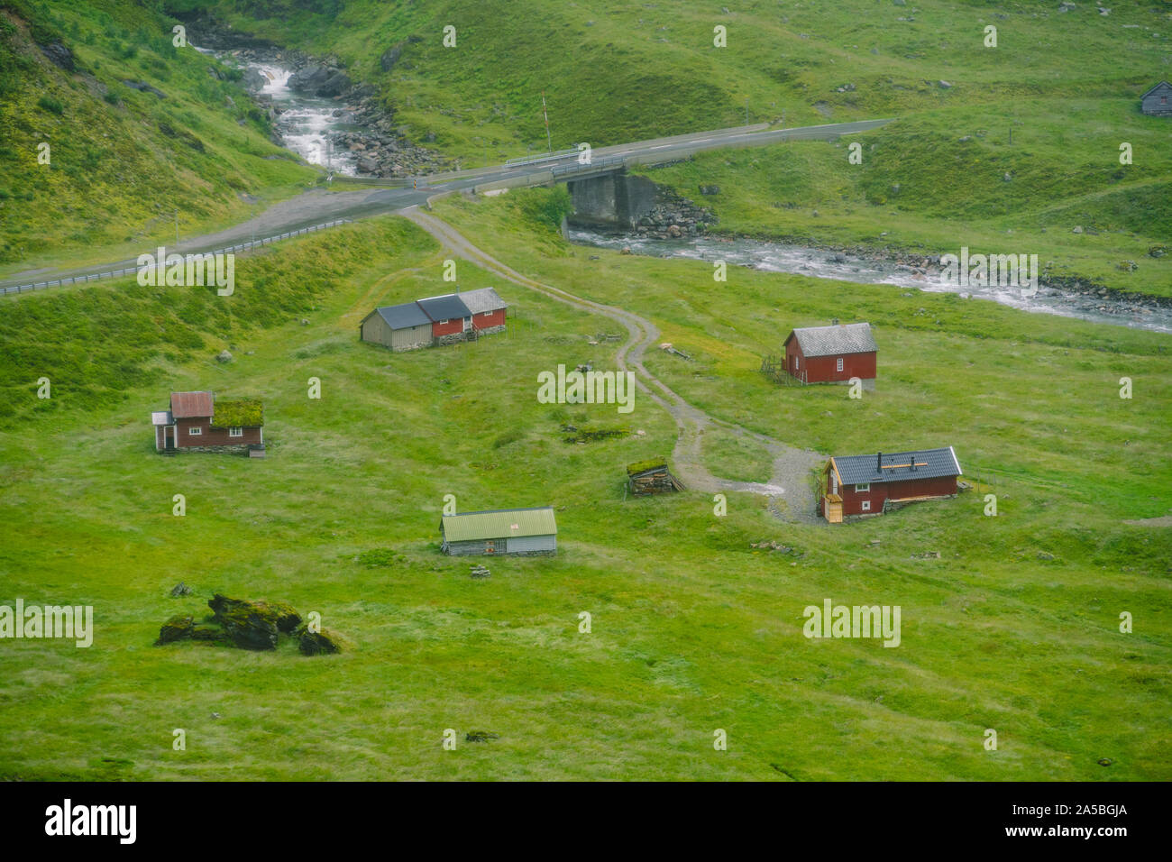 Beautiful landscape and scenery view of Norway, green scenery hills and ...