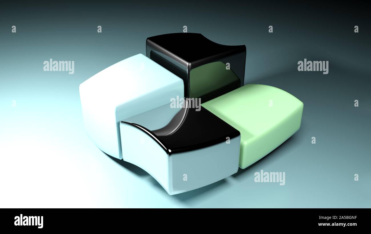 Abstract plastic and metallic waving cubes - 3D rendering illustration ...