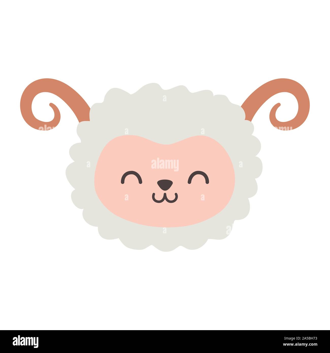 cute sheep head character on white background vector illustration Stock ...