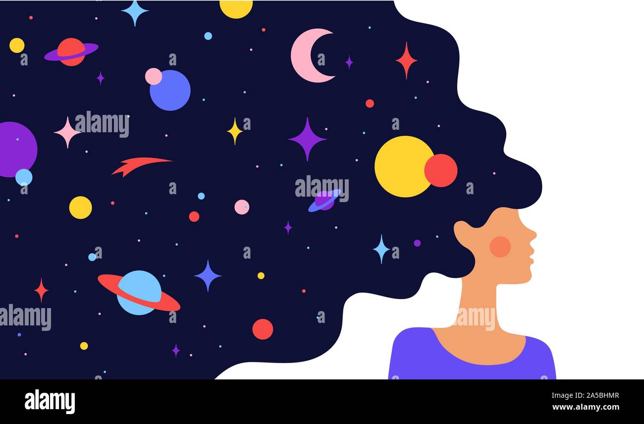 Woman dream universe simple hi-res stock photography and images - Alamy
