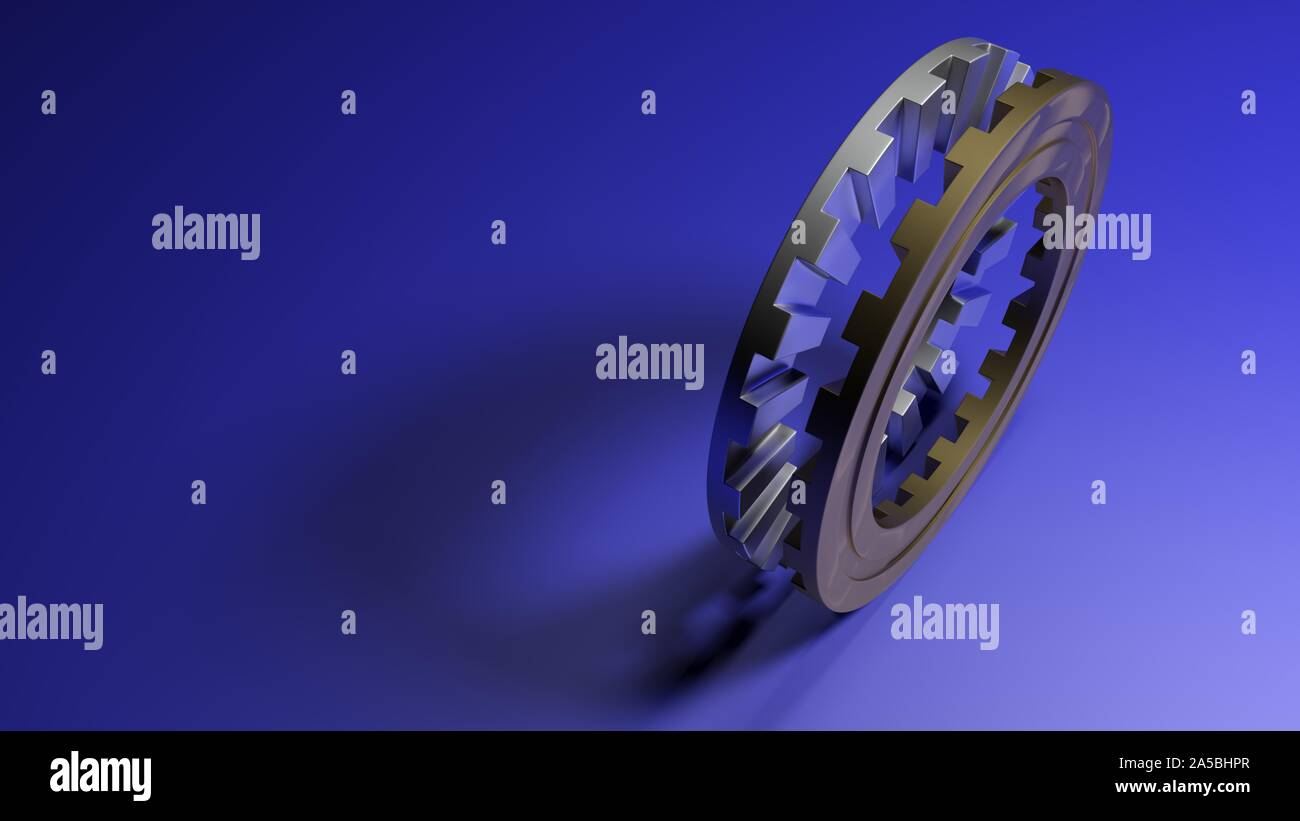 Mating gears on blue background - 3D rendering illustration Stock Photo ...
