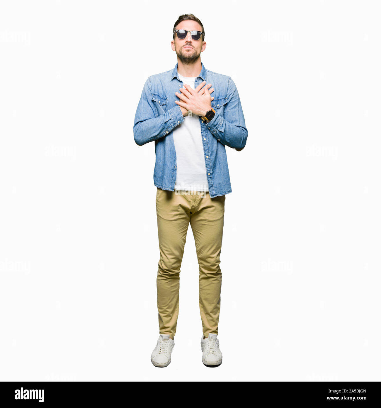 Man smiling closed eyes wearing Cut Out Stock Images & Pictures - Alamy