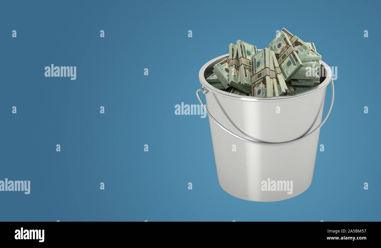 20 Dollar bills in a bucket - 3D Rendering Stock Photo - Alamy