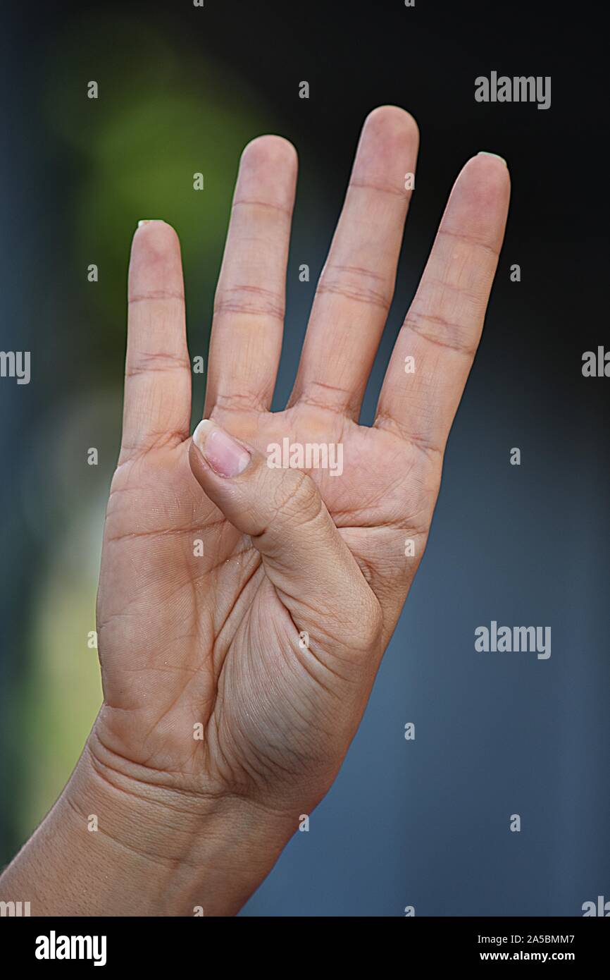 Female Hand Number Four Stock Photo - Alamy