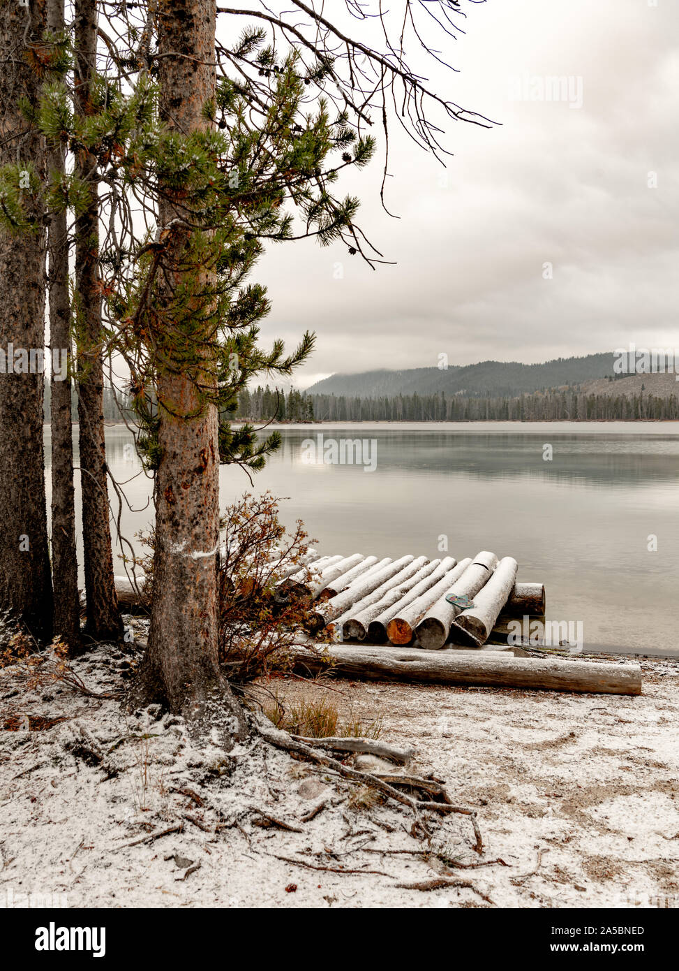 Rubber shoe leftover from summer on a mountain lake raft Stock Photo ...