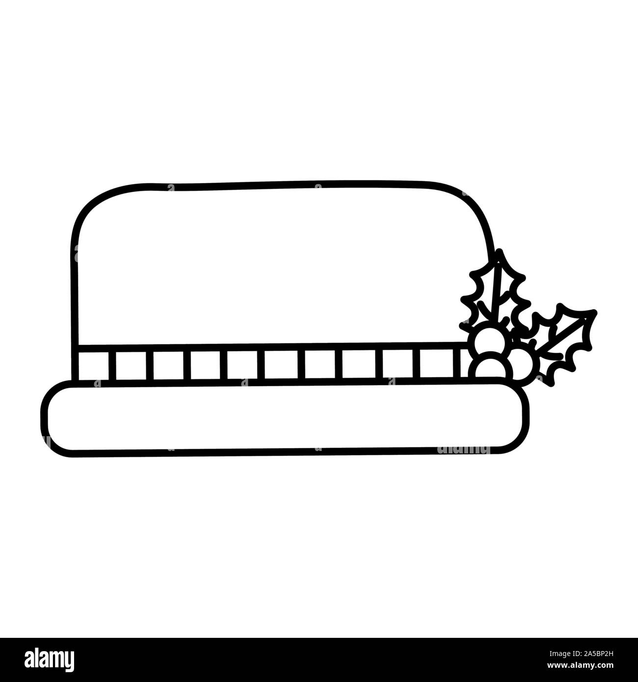 Hat Holly Berry Celebration Merry Christmas Vector Illustration Thick