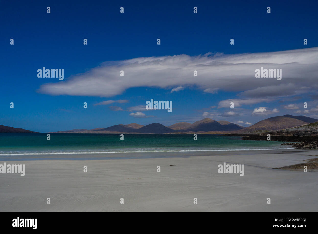 Luskentyre beach, Isle of Harris with Taransay and hills in the ...
