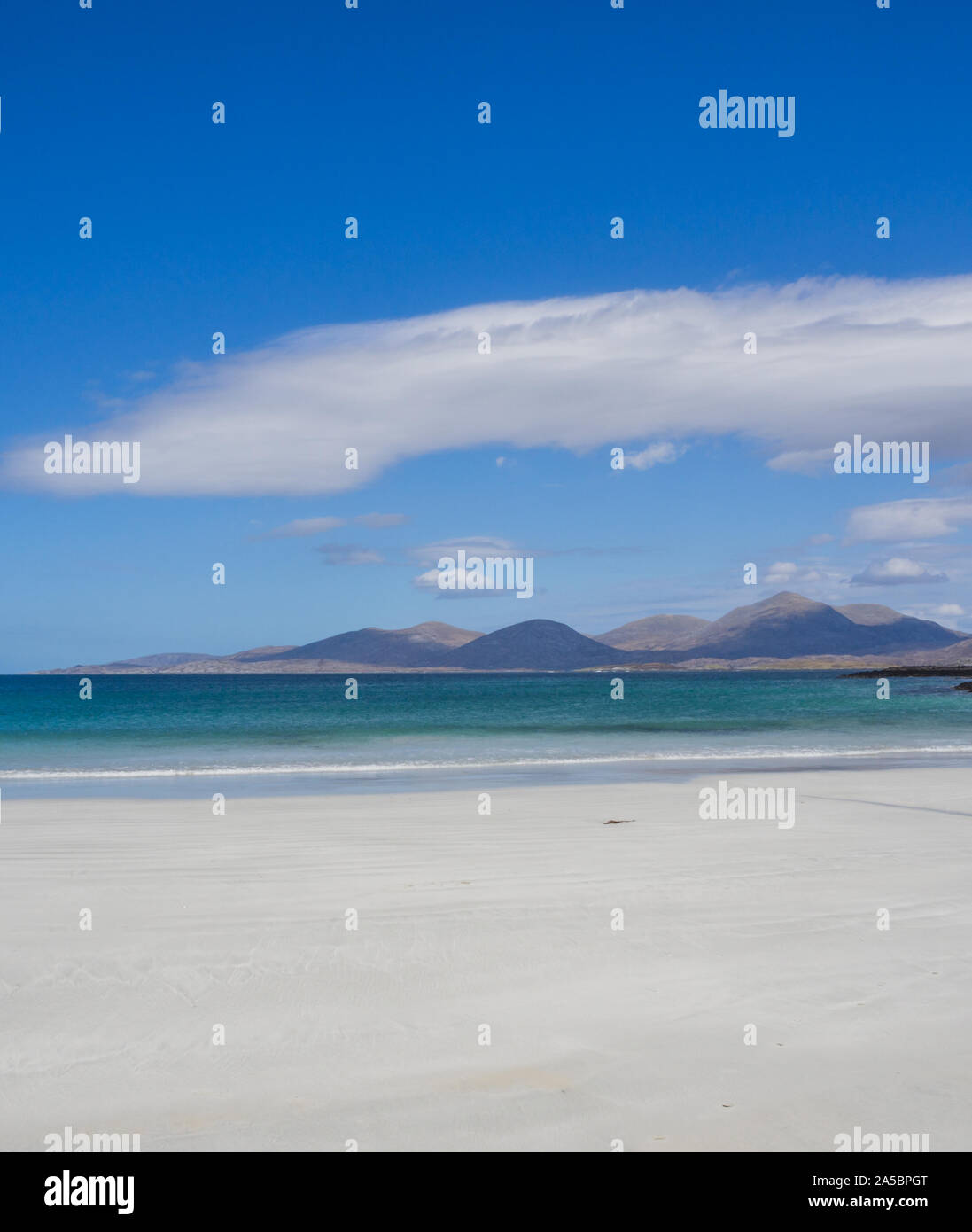 Luskentyre beach, Isle of Harris with Taransay and hills in the ...