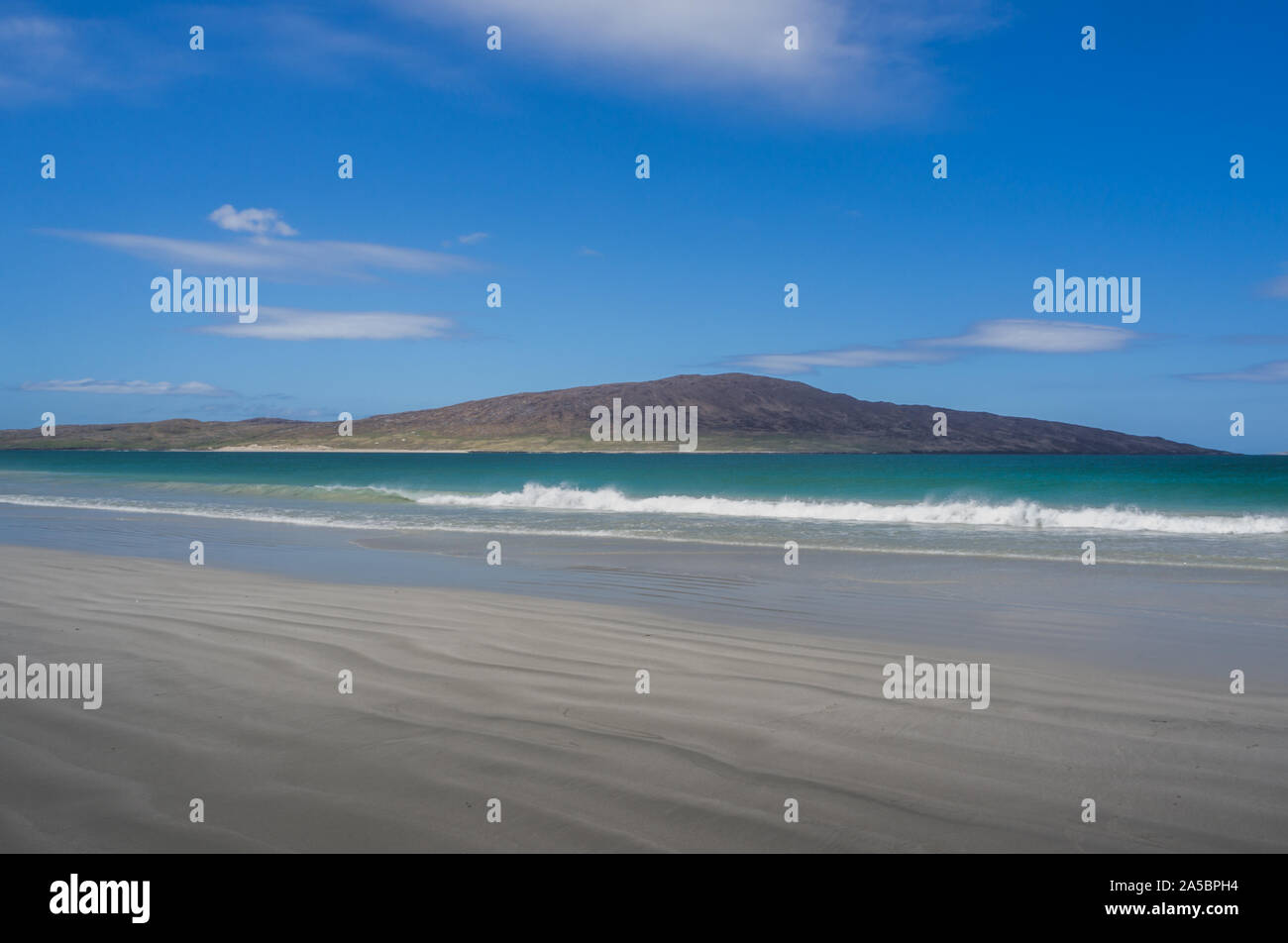 Luskentyre beach, Isle of Harris with Taransay and hills in the ...