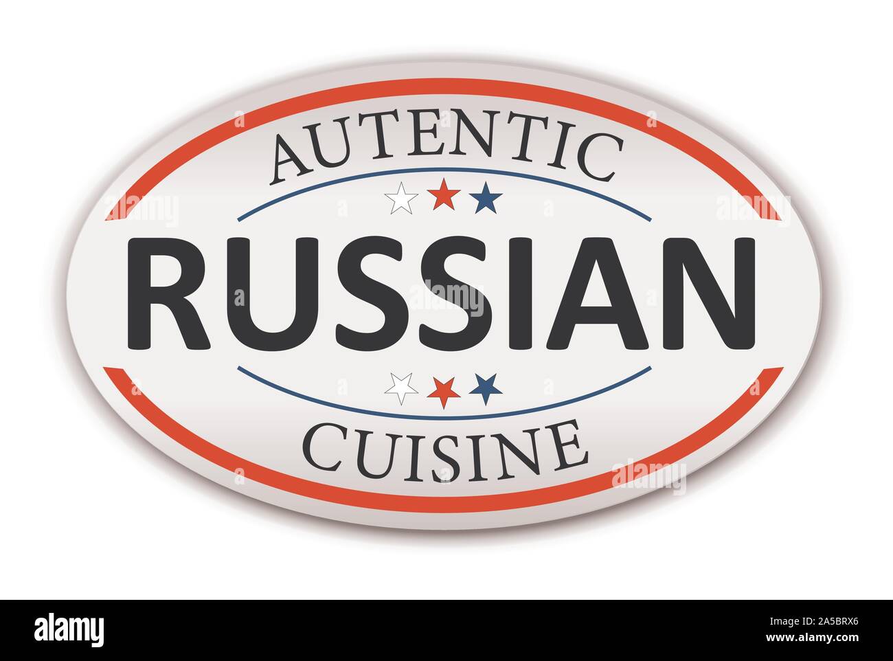 Abstract stamp or label with the text Authentic Russian Cuisine written ...