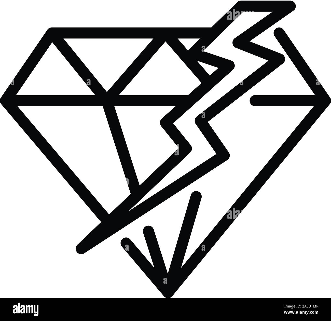 Cracked diamond icon, outline style Stock Vector Image & Art - Alamy