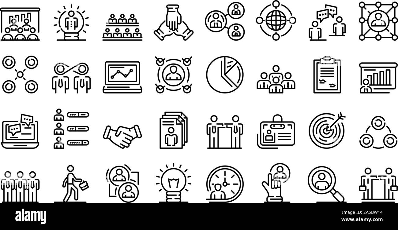 Collaboration icons set, outline style Stock Vector Image & Art - Alamy