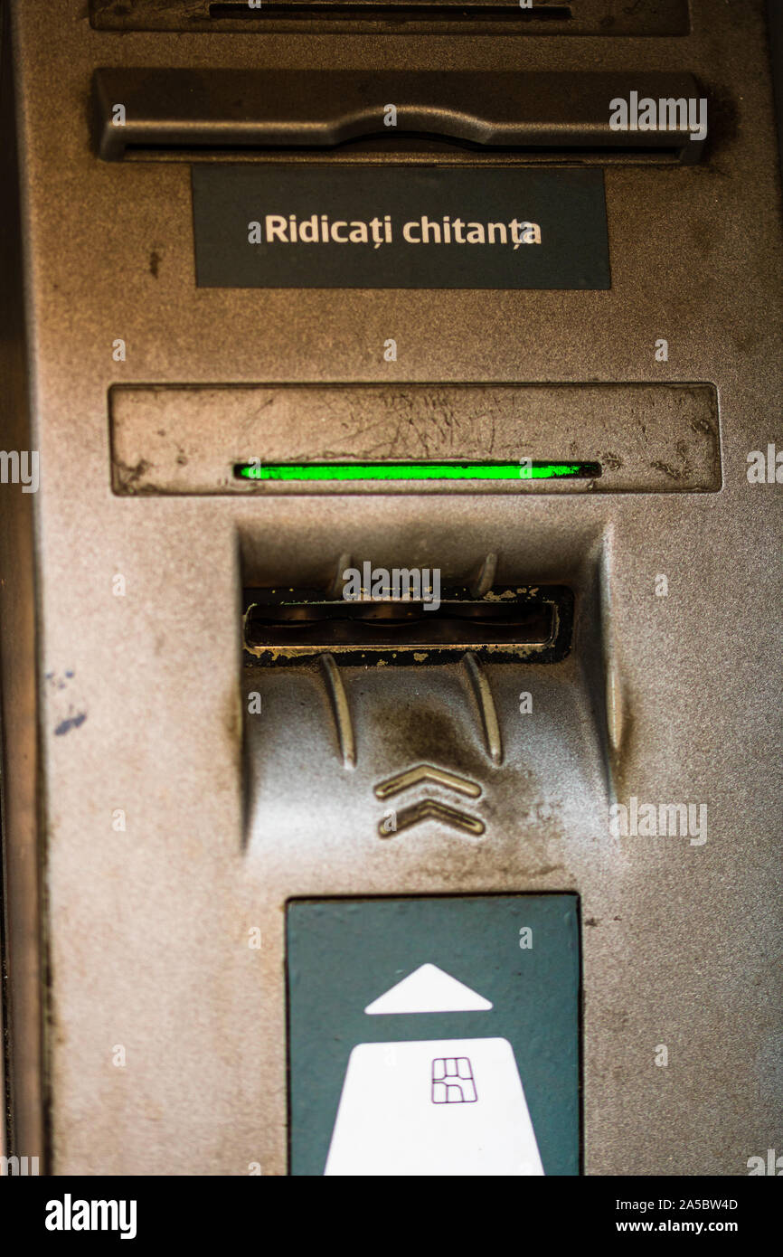 Old and dusty ATM machine in Bucharest, Romania, 2019 Stock Photo - Alamy