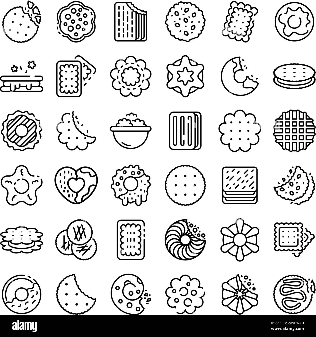 Cookie icons set, outline style Stock Vector Image & Art - Alamy