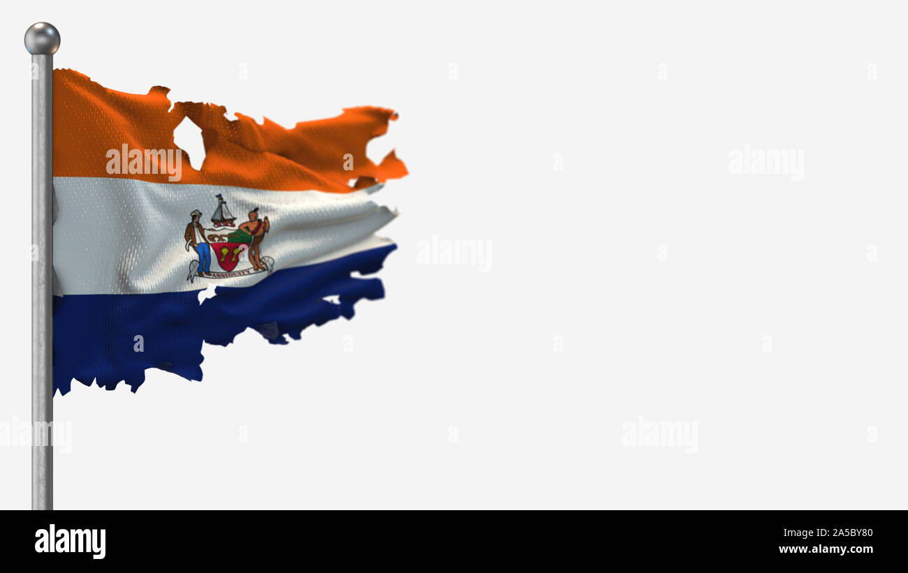 Albany New York 3D tattered waving flag illustration on Flagpole ...