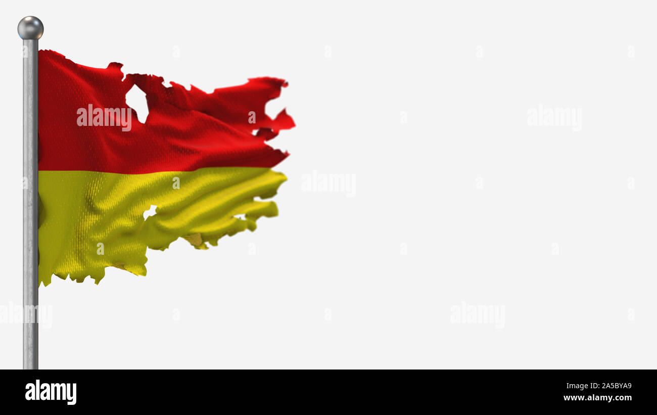 Azuay 3D tattered waving flag illustration on Flagpole. Isolated on ...