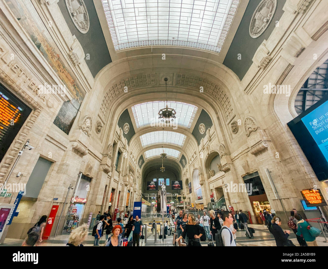 September 27, 2019. Arrival hall Milano Centrale railway stration of ...