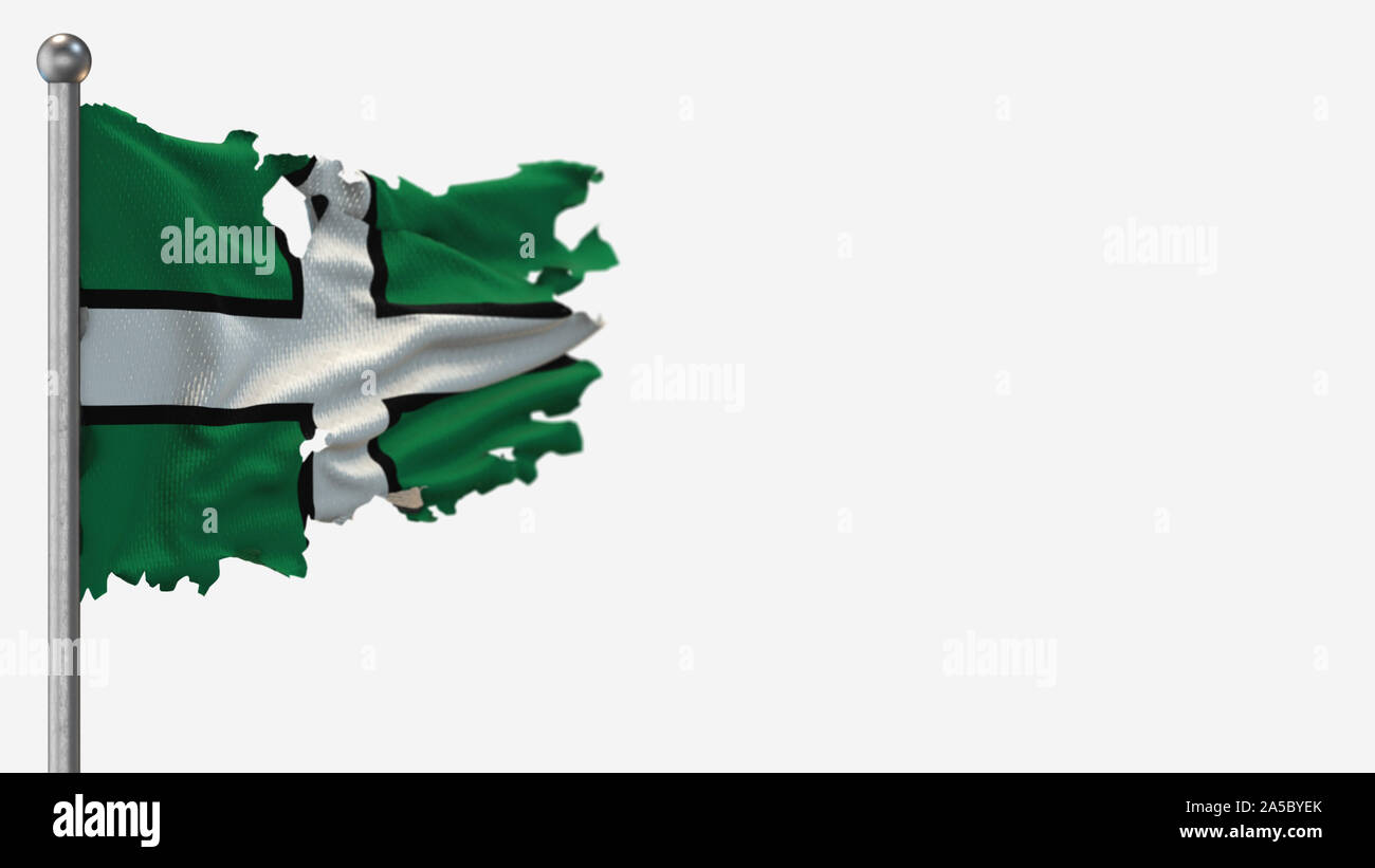 Devon 3D tattered waving flag illustration on Flagpole. Isolated on ...
