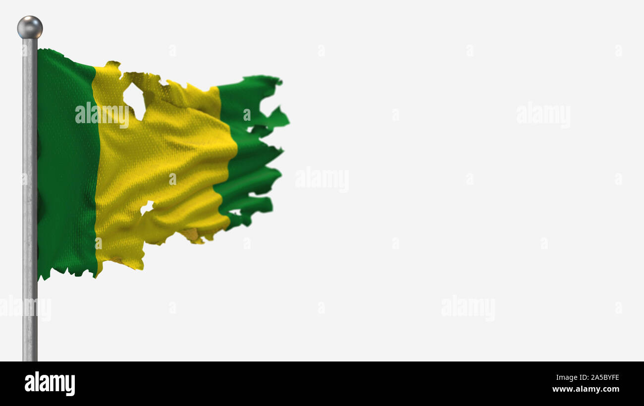 El Oro 3D tattered waving flag illustration on Flagpole. Isolated on ...