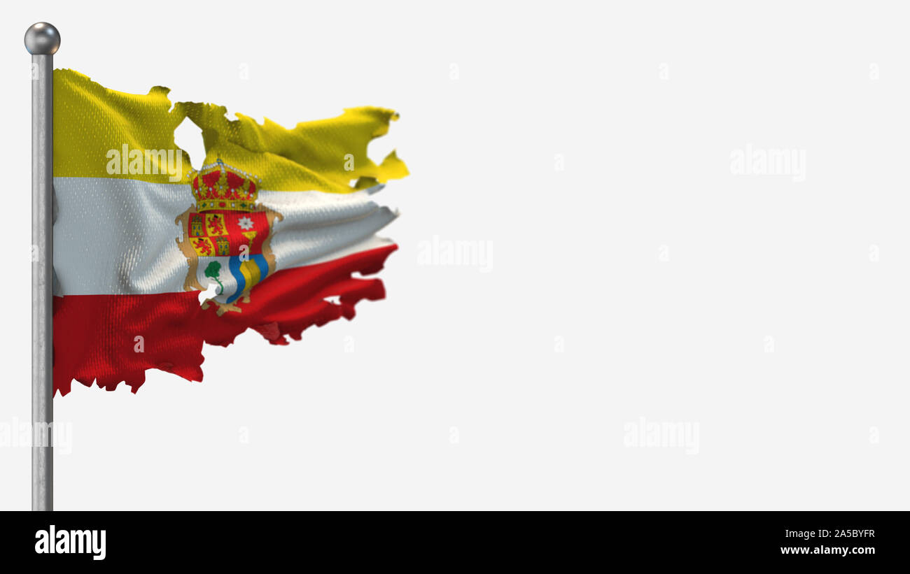 Cuenca 3D tattered waving flag illustration on Flagpole. Isolated on ...