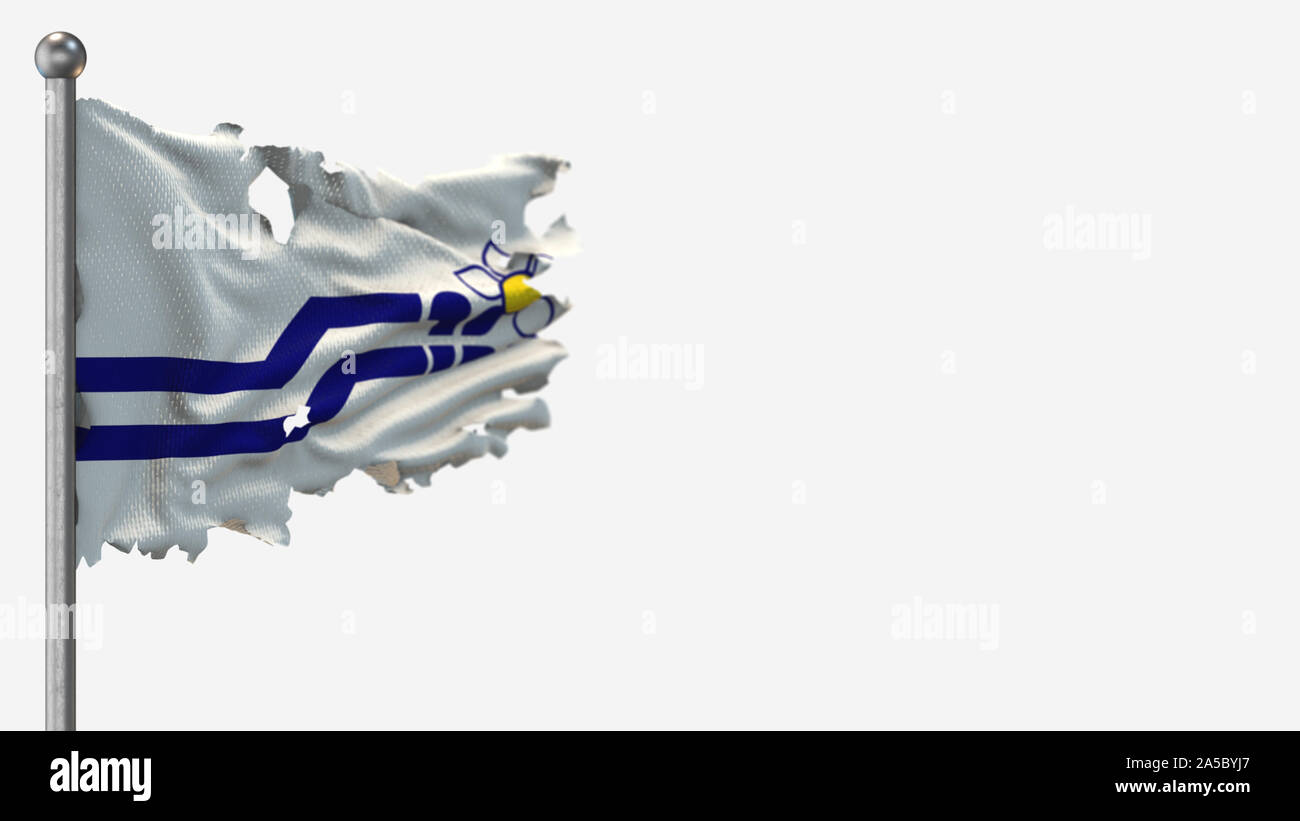 Franco-Colombiens 3D tattered waving flag illustration on Flagpole ...