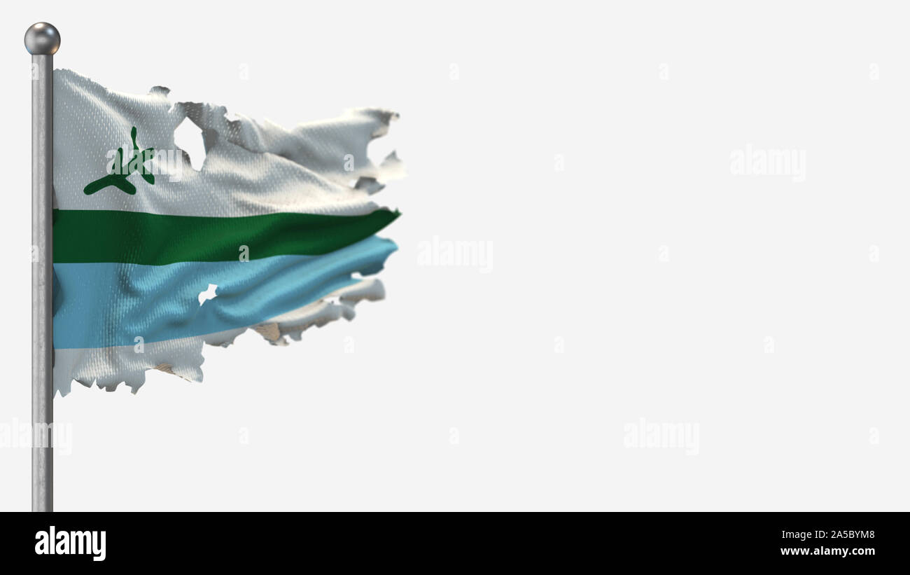 Labrador 3D tattered waving flag illustration on Flagpole. Isolated on ...