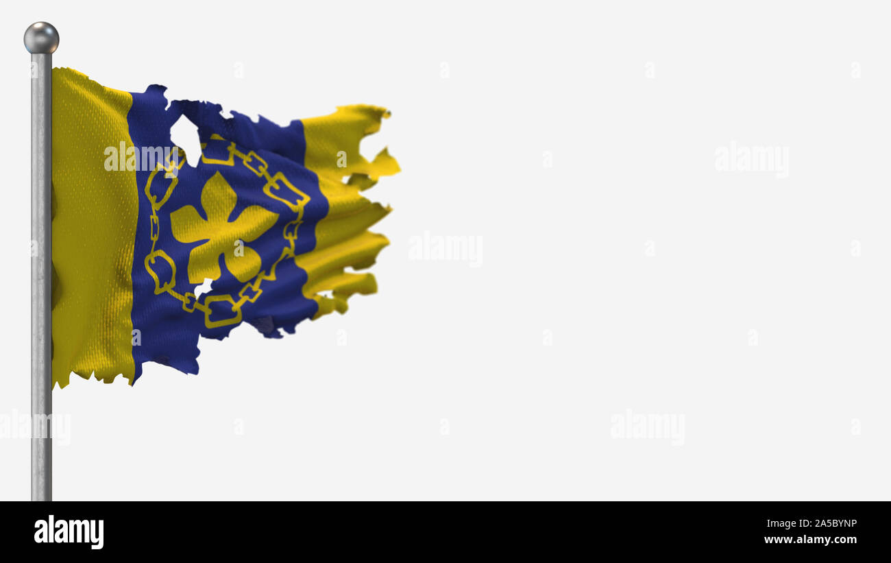 Hamilton 3D tattered waving flag illustration on Flagpole. Isolated on ...